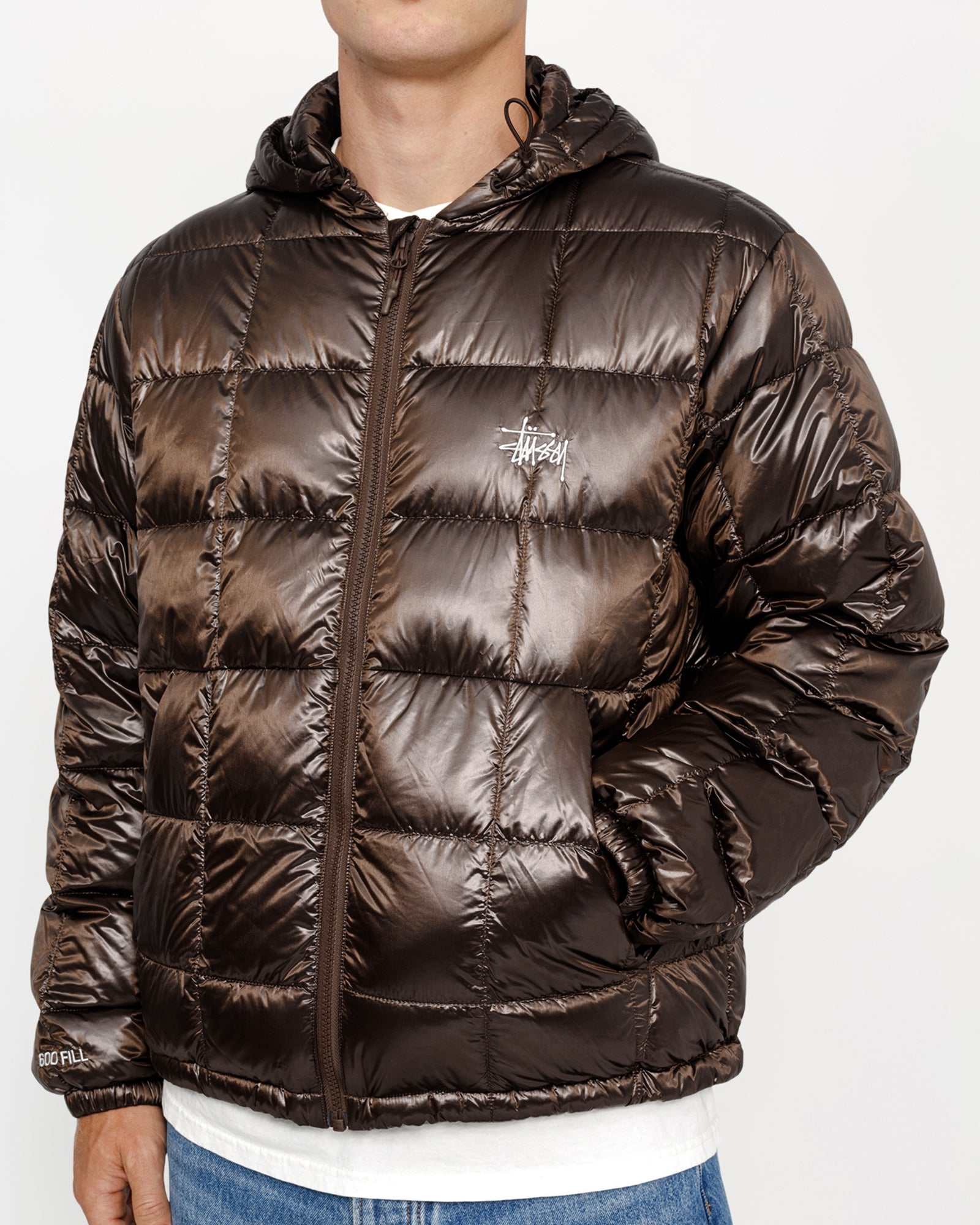 Midweight Hooded Puffer in brown – Stüssy