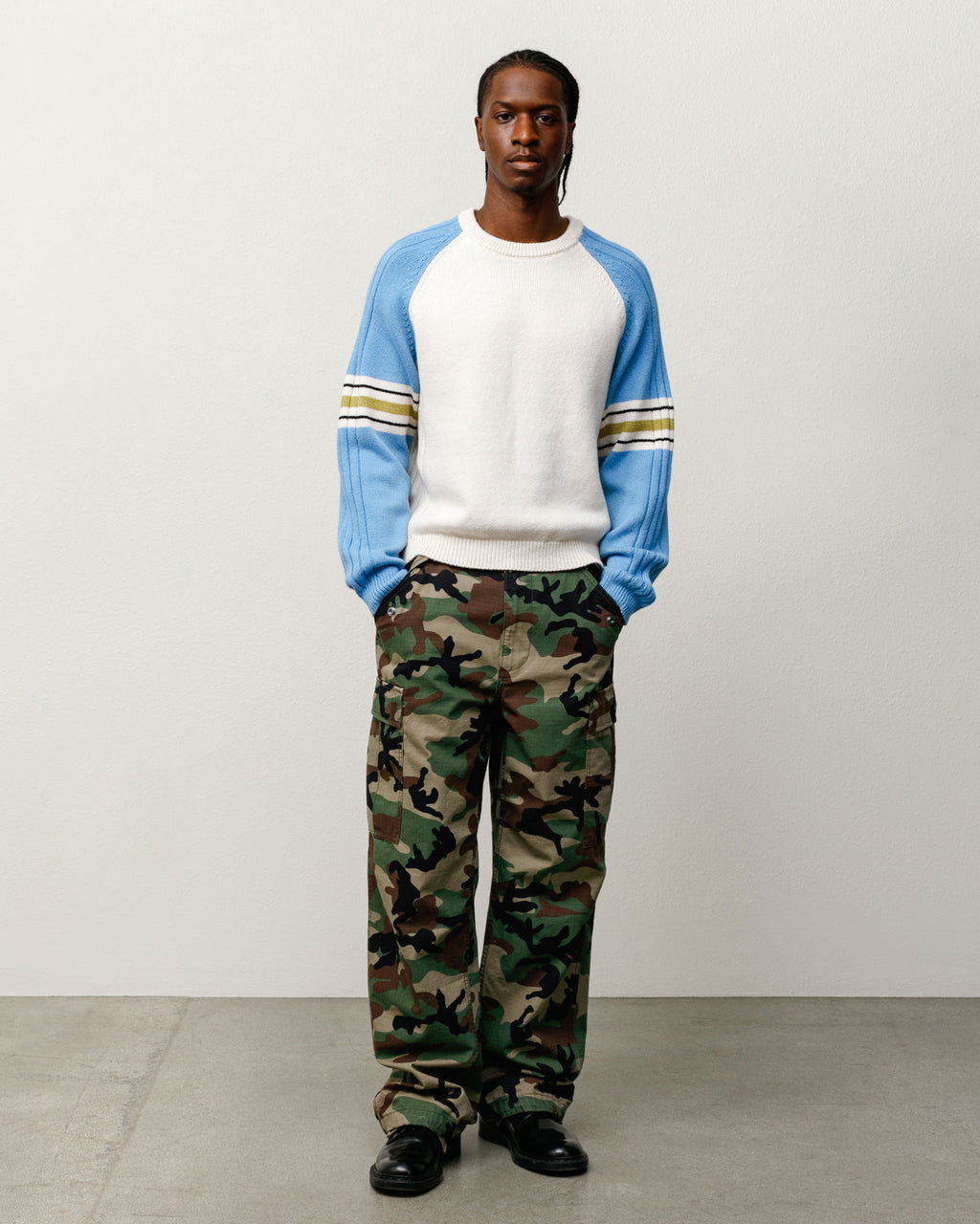 Stripe Raglan Crew – Blue | Tops & Knits | Stüssy